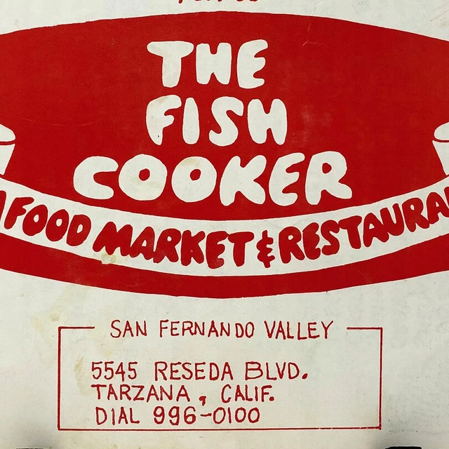 VINTAGE THE FISH Cooker Seafood Market Restaurant Menu Tarzana San ...