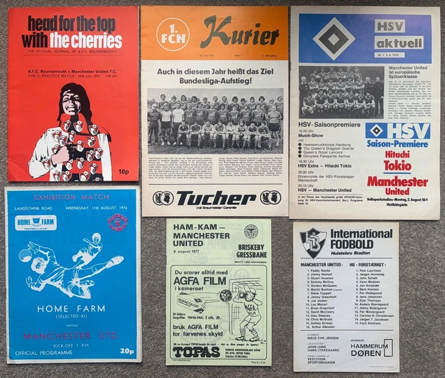MANCHESTER UNITED RARE 70s FRIENDLY FOOTBALL PROGRAMME COLLECTION Man ...