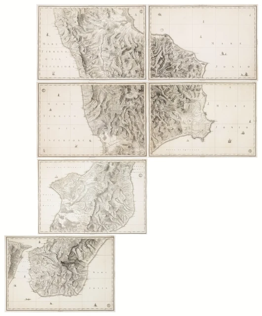 ANTIQUE MAP &SIX untitled maps of Calabria" (Italy) Rizzi-Zannoni, 1794 ...