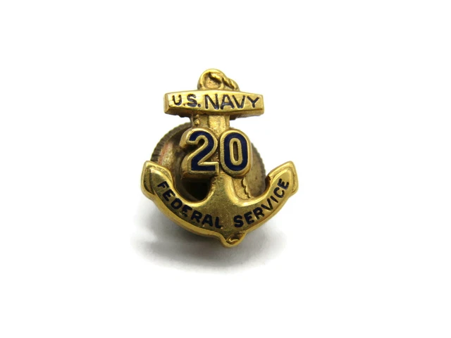 US NAVY SCREW Back Pin 20 Years Federal Service Gold Tone £13.52 ...