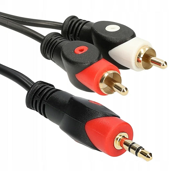 PURE OFC SHIELDED AUX 3.5mm Stereo Jack to 2 x RCA Audio Cable Twin ...