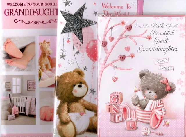 NEW BABY GIRL Card For Birth Of Daughter, Granddaughter, Great ...