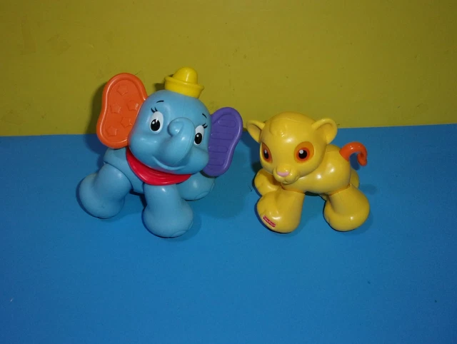 FISHER PRICE DISNEY Amazing Animals Dumbo Elephant Simba Lion Clicker ...