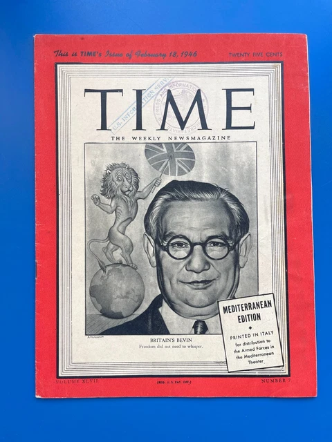 VINTAGE TIME MAGAZINE February 1946 BRITAIN'S BEVIN Mediterranean ...