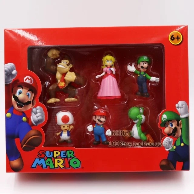 SUPER MARIO BROS NEW NUOVO BOX Set lotto 6 mini Action figure Luigi ...