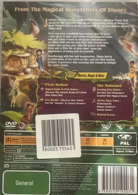 DISNEY TINKER BELL DVD 2008 Brand New Sealed Region 4 $21.50 - PicClick AU