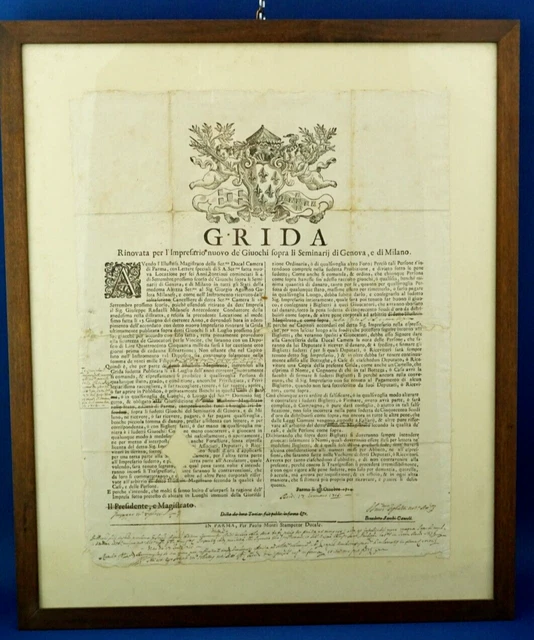 GRIDA DEL 1700 XVIII in pergamena MILANO GENOVA stampa antica in ...