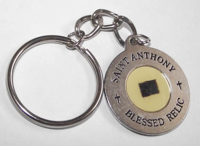 VTG ST SAINT Anthony blessed relic medal key chain ring patron of lost ...