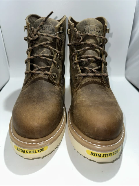 JUSTIN MEN'S OW709 Maxwell 6" Steel Toe Lace Up Work Boot Size 8.5 D ...