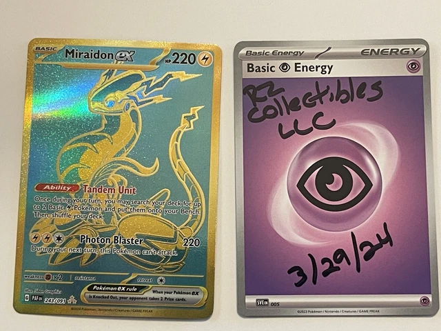 MIRAIDON EX 243/091-PALDEAN Fates-Gold Hyper Rare Full Art-Pokemon TCG ...