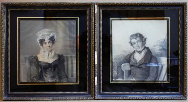 ALEXANDER JAMES MURE & Wife. PAIR portraits by Amélie Munier-Romilly ...