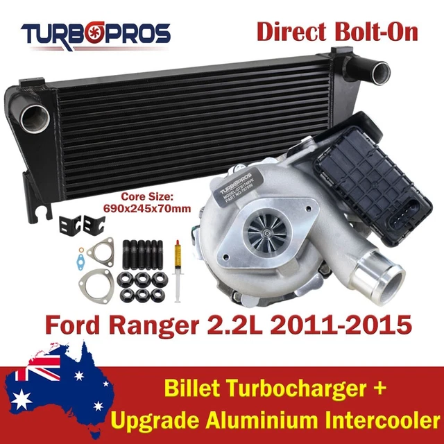 UPGRADE BILLET TURBO+70MM Intercooler For Ford Ranger 2.2L 2011-2015 ...