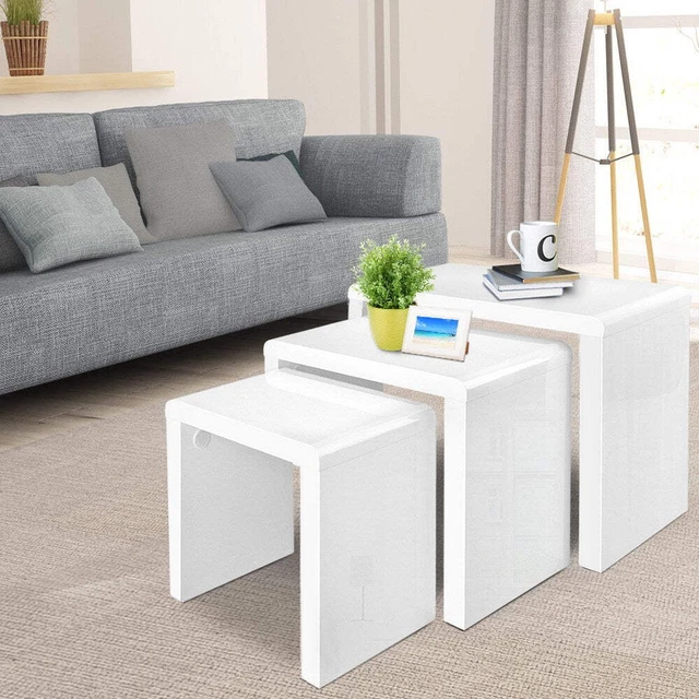 ARTISS NESTING COFFEE Table Set of 3 Glossy White $111.10 - PicClick AU