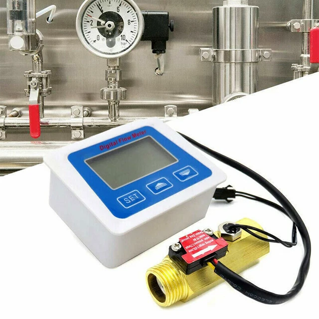 DIGITAL LED TURBINE Gauge Kerosene Fuel Water Flow Meter Flowmeter 1/2 ...