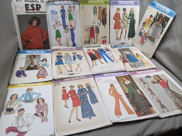 LOT 1970S SEWING Patterns Vintage Cut As Is Simplicity Butterick ...