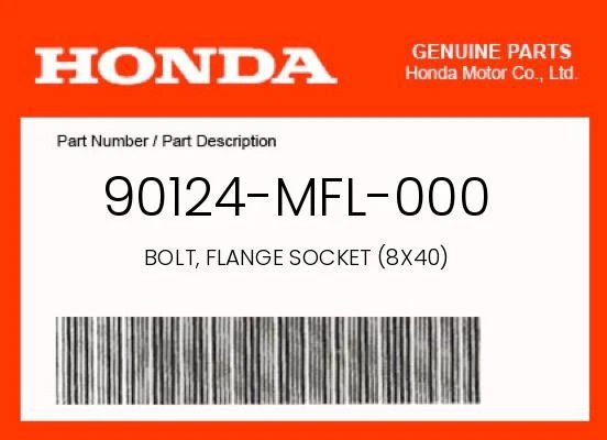 HONDA GENUINE BOLT, Flange Socket (8X40) - 90124-Mfl-000 $2.48 ...