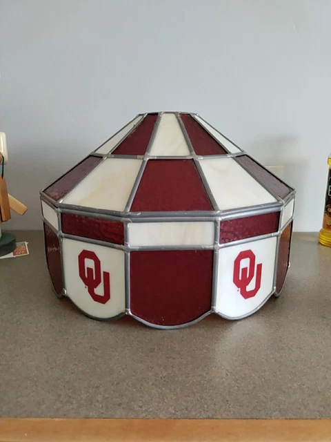 OKLAHOMA UNIVERSITY STAINED Glass Ceiling Fixture Lamp Shade 14" 60 ...