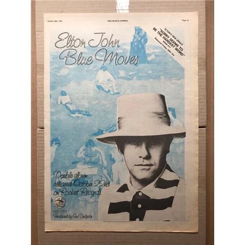 ELTON JOHN BLUE MOVES (A) POSTER SIZED original music press advert from ...