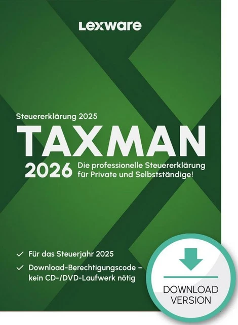 TAXMAN 2026 (FÜR das Steuerjahr 2025) 1 PC bis zu 5 Steuererklärungen ...