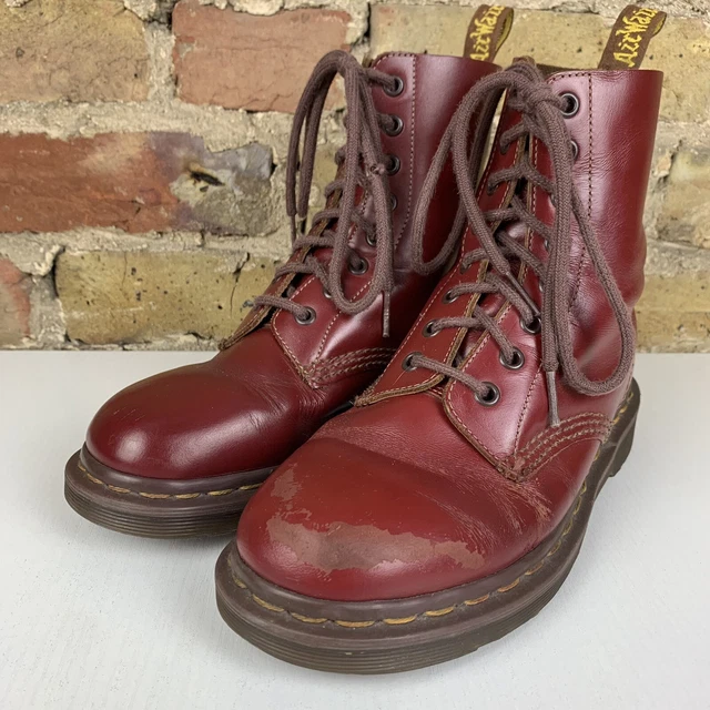 DR MARTENS 1460 Made in England Cherry Red Quilon Leather Boots UK 4 Martins £60.00 - PicClick UK