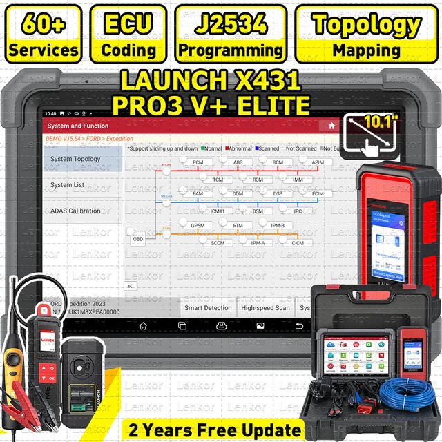 LAUNCH X431 PRO3S ELITE V+ 5.0 PRO5 Car Diagnostic Tool J2534 ...