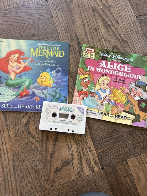WALT DISNEY READ Along Books & Cassette The Little Mermaid & Alice in ...