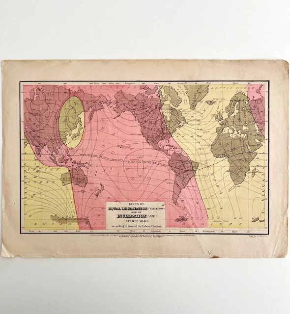 MAP OF THE World 1884 Epoch 1840 Victorian Lithograph Print Antique ...