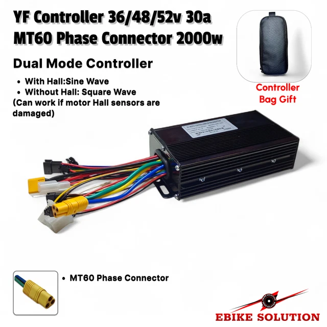 EBIKE CONTROLLER YF 36v 48v 52v 1500w 12-FET 30A Sine Wave Brushless ...