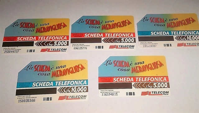 LA SCHEDA E' Una Cosa Meravigliosa-5 Schede Telefoniche Telecom L. 5 ...
