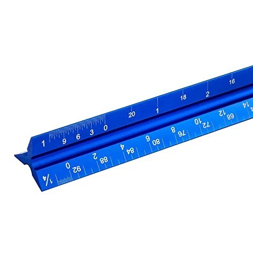 12 &ARCHITECTURAL SCALE Ruler Aluminum Metric Metal Engineers Triangle ...