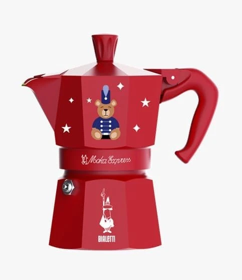 BIALETTI MOKA EXPRESS Natale 2025, Caffettiera Rossa 3 Tazze Orsetto ...