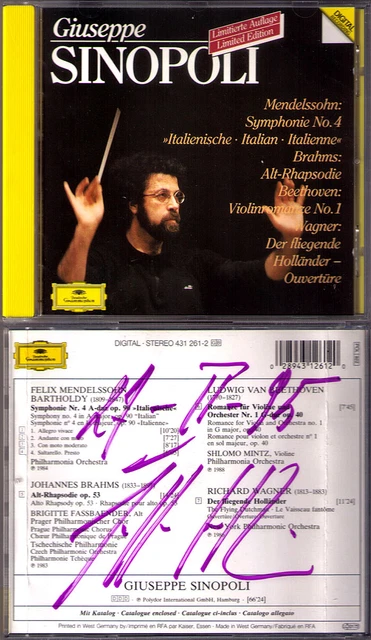 GIUSEPPE SINOPOLI SIGNED MENDELSSOHN Symphony 4 BRAHMS Alto Rhapsody ...