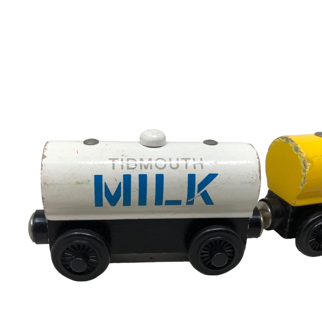 2X THOMAS&FRIENDS WOODEN Railway Tidmouth Milk & Sodor Fuel Tanker ...