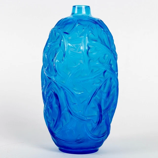 VASE RONCES VERRE Bleu Électrique René Lalique R.Lalique Electric Blue ...