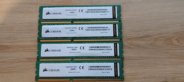 KIT 4X2GO MÉMOIRE RAM DIMM DDR3 Corsair 4GO PC3-10600 CMV4GX3M2A1333C9 EUR 10,00 - PicClick FR