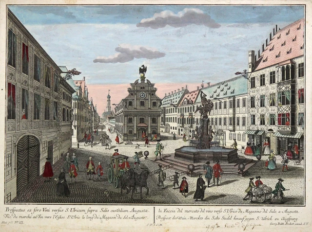 AUGSBURG WEINMARKT ORIGINAL Kupferstich G.B. Probst 1770 EUR 450,00 - PicClick DE