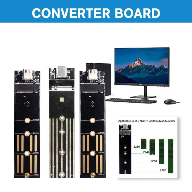 M.2 TO USB 3.1 Type C Riser Board Converter For 2230 2260 2240 New M2 ...