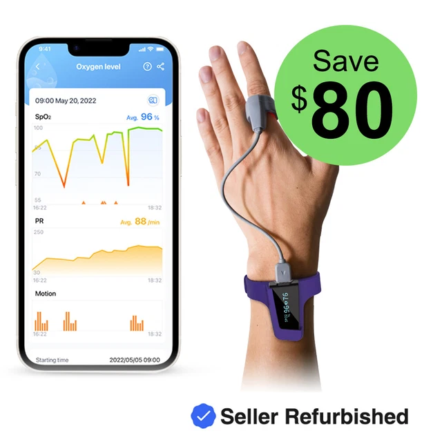 BLUETOOTH WRIST PULSE Oximeter Continuous Blood Oxygen Monitor US ...