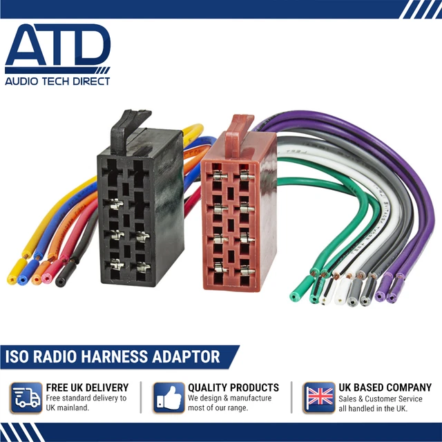 MALE ISO RADIO Plug Universal Connector Harness Loom HardWire Stereo ...