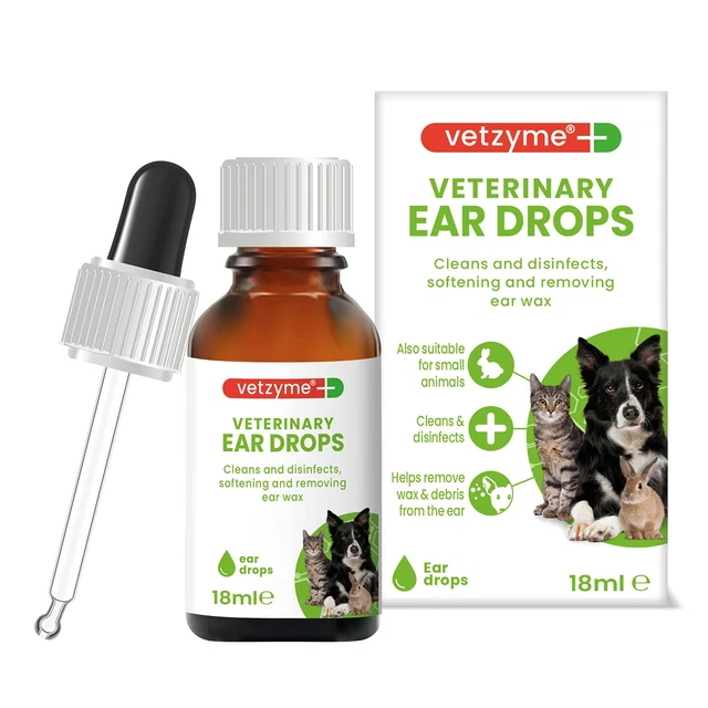 VETZYME VETERINARY EAR Drops for Dogs Cats and Small Pets Antibacterial ...