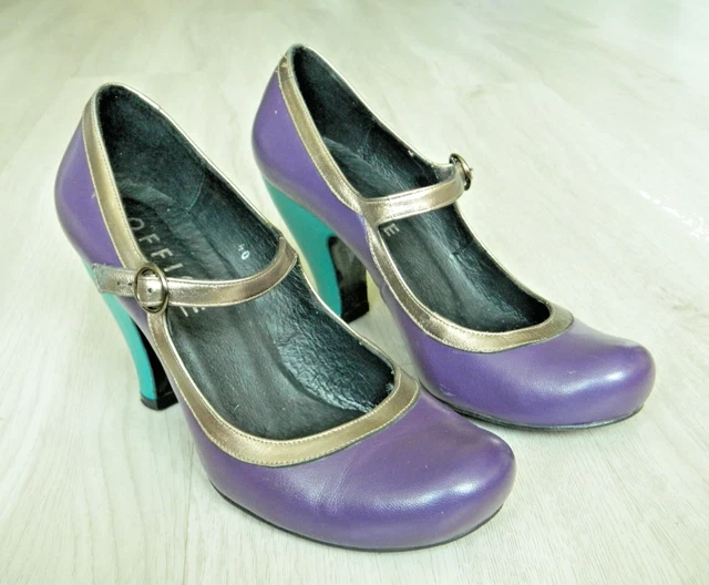 OFFICE LONDON HEELED Mary Jane Shoes Purple, Gold & Green Size 7 / 40 £ ...