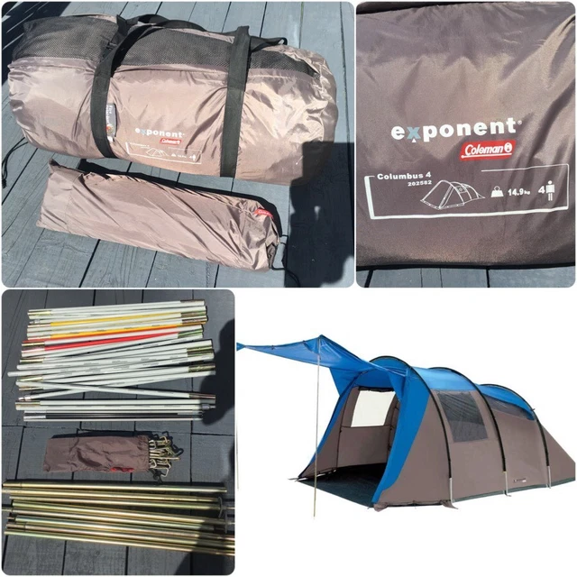 COLEMAN EXPONENT COLUMBUS 4 TENT. 4 Berth. Flame Retardant. X2 Sleeping ...