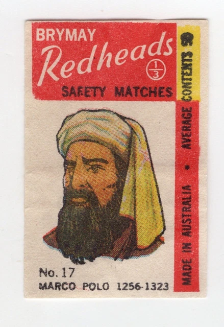 AUSTRALIAN REDHEADS MATCHBOX Label Explorers Marco Polo $4.99 - PicClick AU
