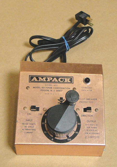 VINTAGE AMPACK MODEL 402Model Railroad Train Transformer, Made in USA £ ...