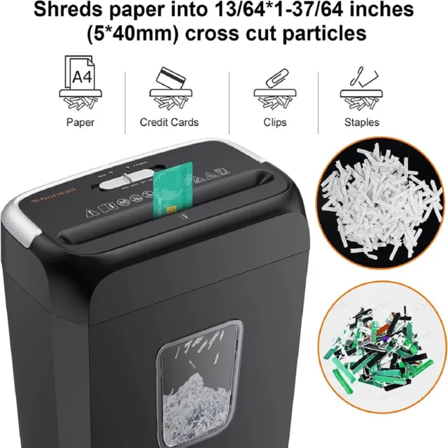 COMMERCIAL PAPER SHREDDER Industrial 6 Sheet Cross Cut Heavy Duty Home ...