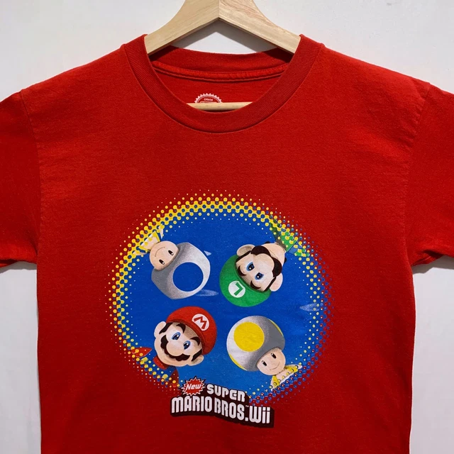 SUPER MARIO BROS Wii Video Game Promo T Shirt Size XS / Extra Small Red ...