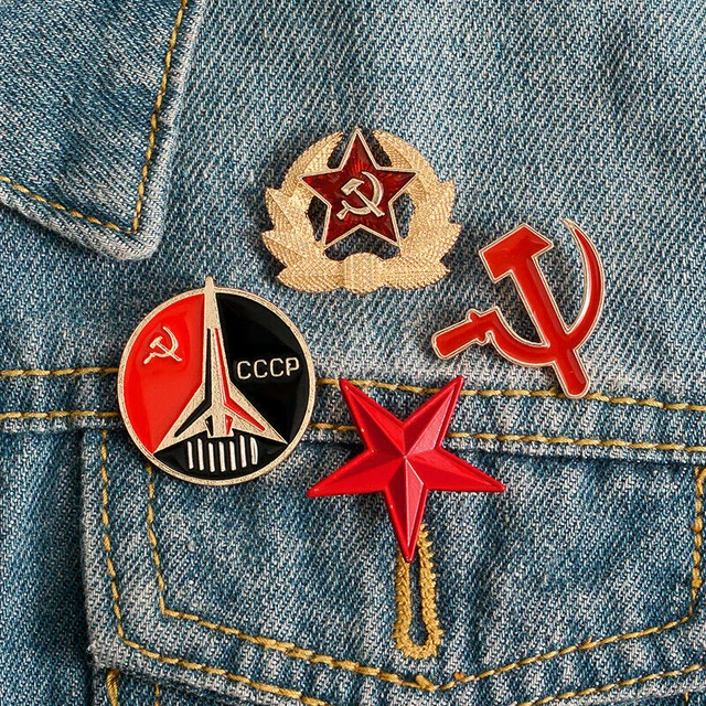 1 X SPINA smaltata simbolo URSS rosso stella falce martello sovietico ...