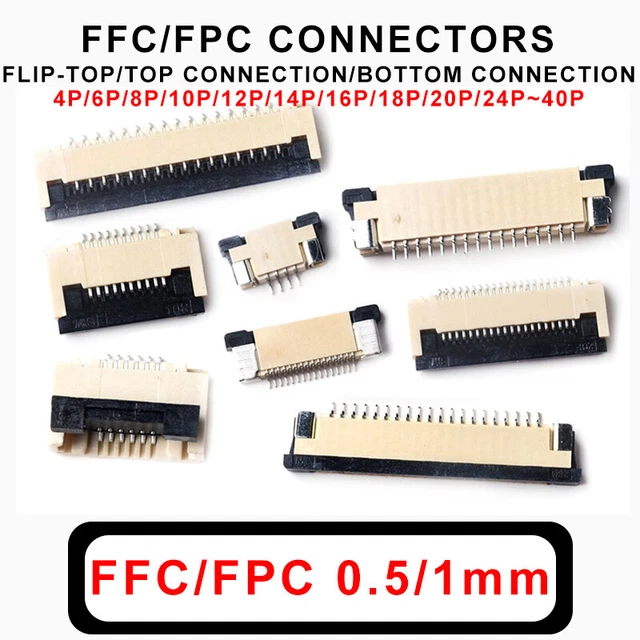 FFC/FPC FLAT CABLE Connector Socket 4 Pin to 40 Pin Top/Bottom 0.5mm/1 ...