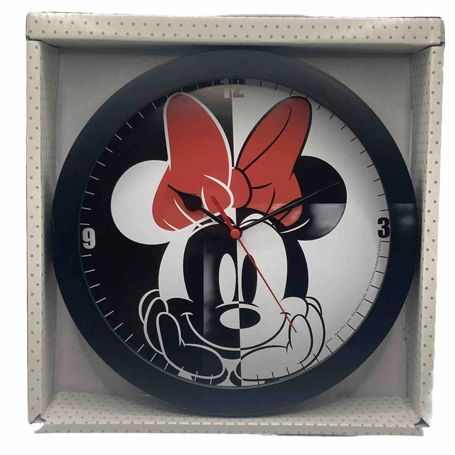 DISNEY BIG BOW Minnie Mouse Red & Black Wall Clock Office Home Wall ...