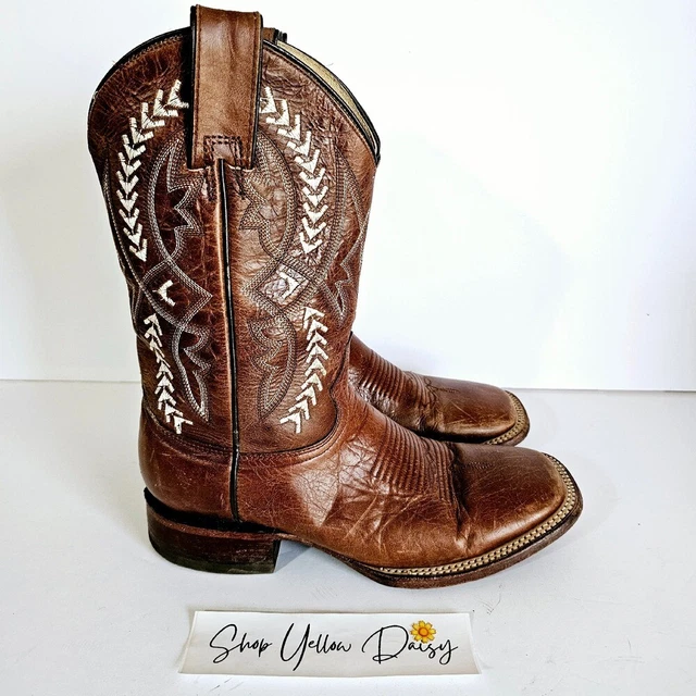 CUATRALBA BROWN LEATHER Square Toe Western Cowboy Boots Mens Sz 7 ...